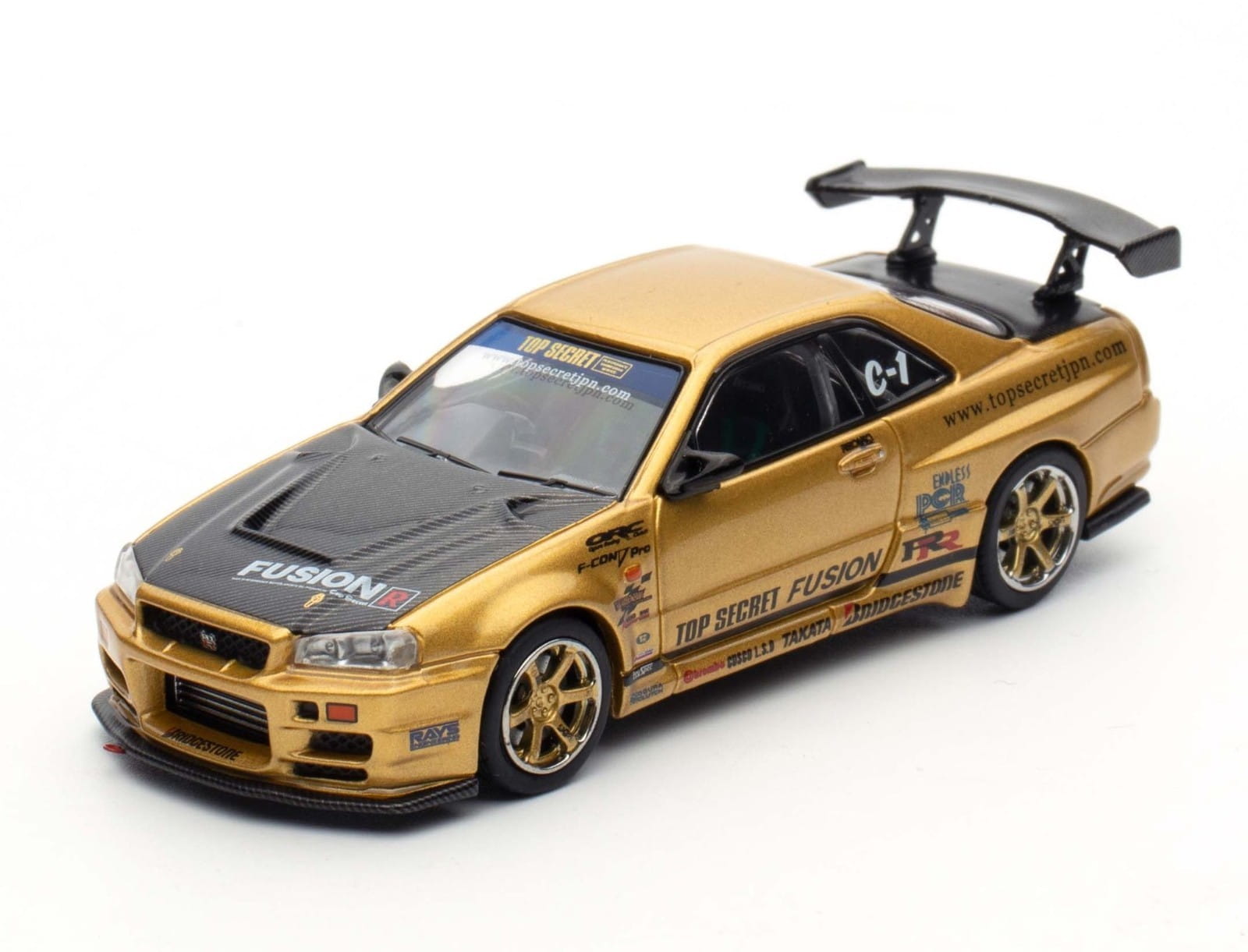 Nissan R34 GT-R Top Secret Gold Inno64 1:64 ModelCarShop